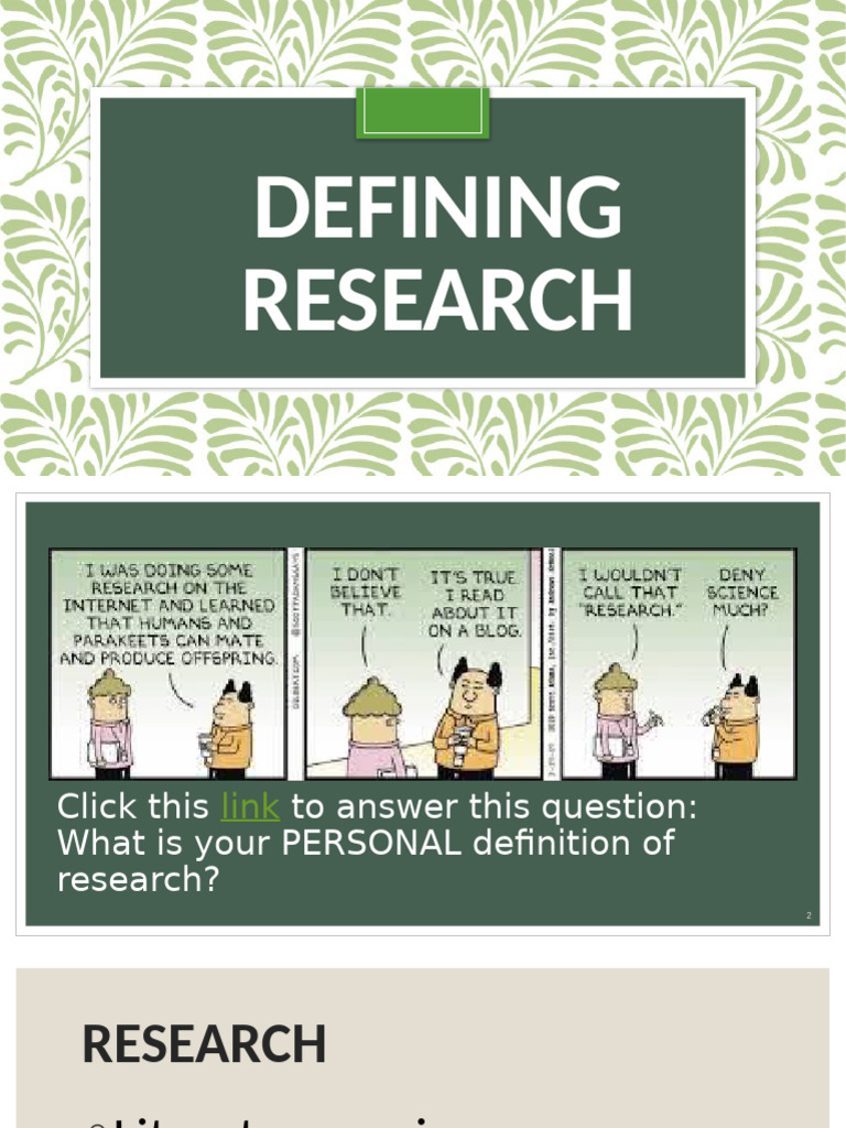 2 Defining Research | PDF | Qualitative Research | Knowledge