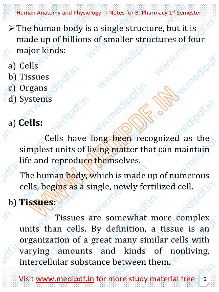 Introduction To Human Body CHAPTER 01 | PDF