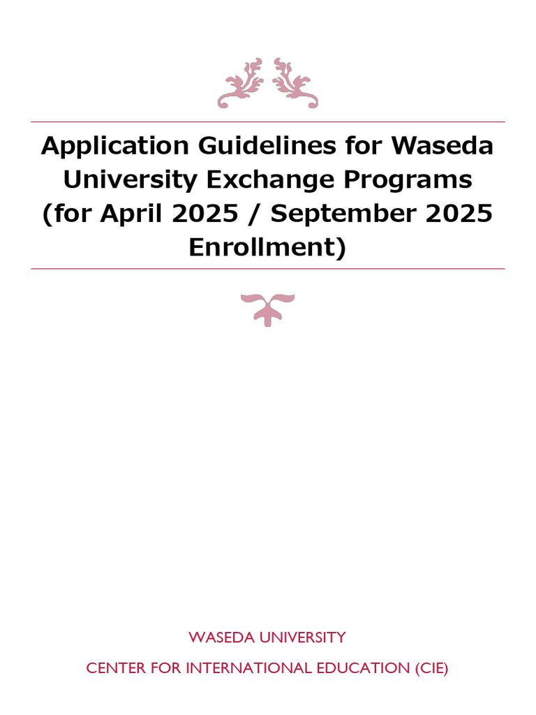 Application Guidelines For Waseda University Exchange Programs (For April 2025 / September 2025 ...