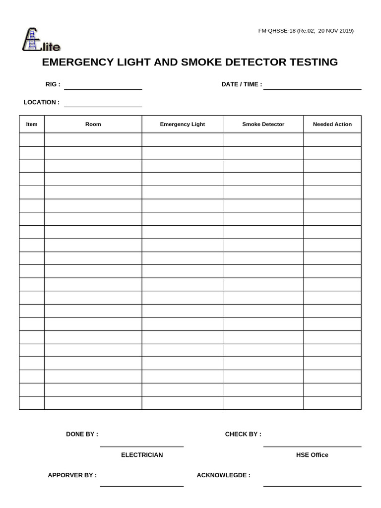 Emergency Light & Smoke Detector Testing | PDF