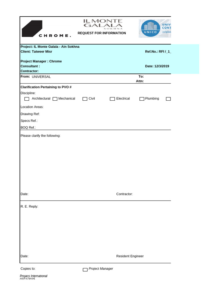 RFI for IL Monte Galala Project | PDF