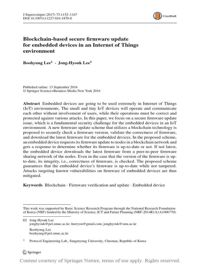Blockchain-Based Secure Firmware Update For Embedd | PDF | Cyberwarfare | Security