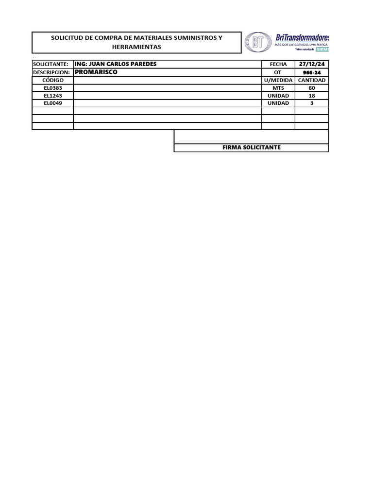 Codigos Materiales Promarisco 27-12-24 | PDF