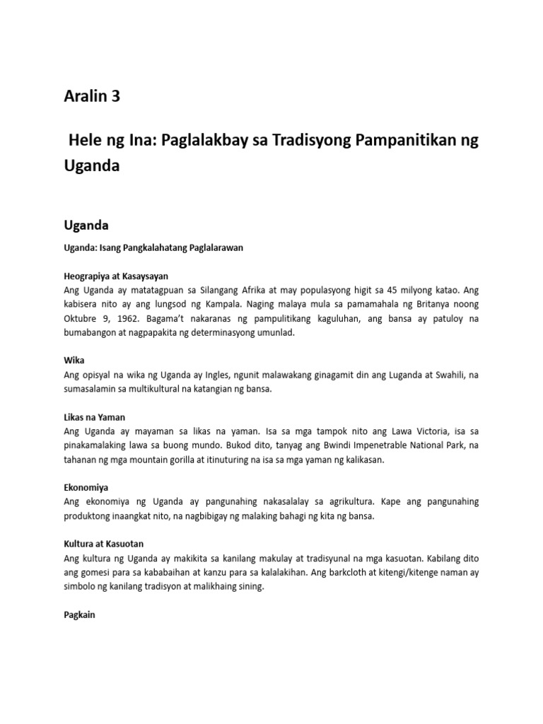 Filipino Aralin 3 | PDF