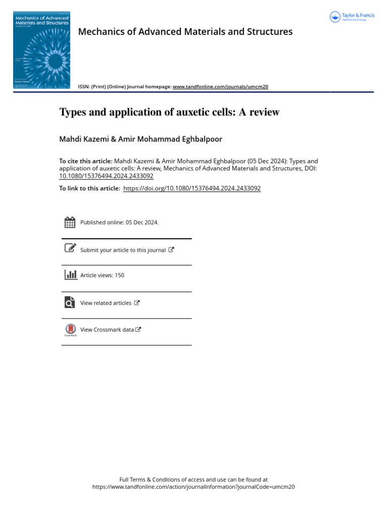 Types and Application of Auxetic Cells A Review | PDF | Young's Modulus ...