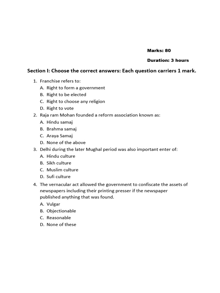 Class 8 Social Science Exam | PDF