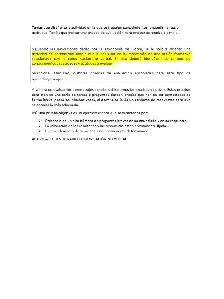 Tema 2. Apartado 1.1. Seleccionar Pruebas para La Evaluación de Aprendizajes Simples | PDF