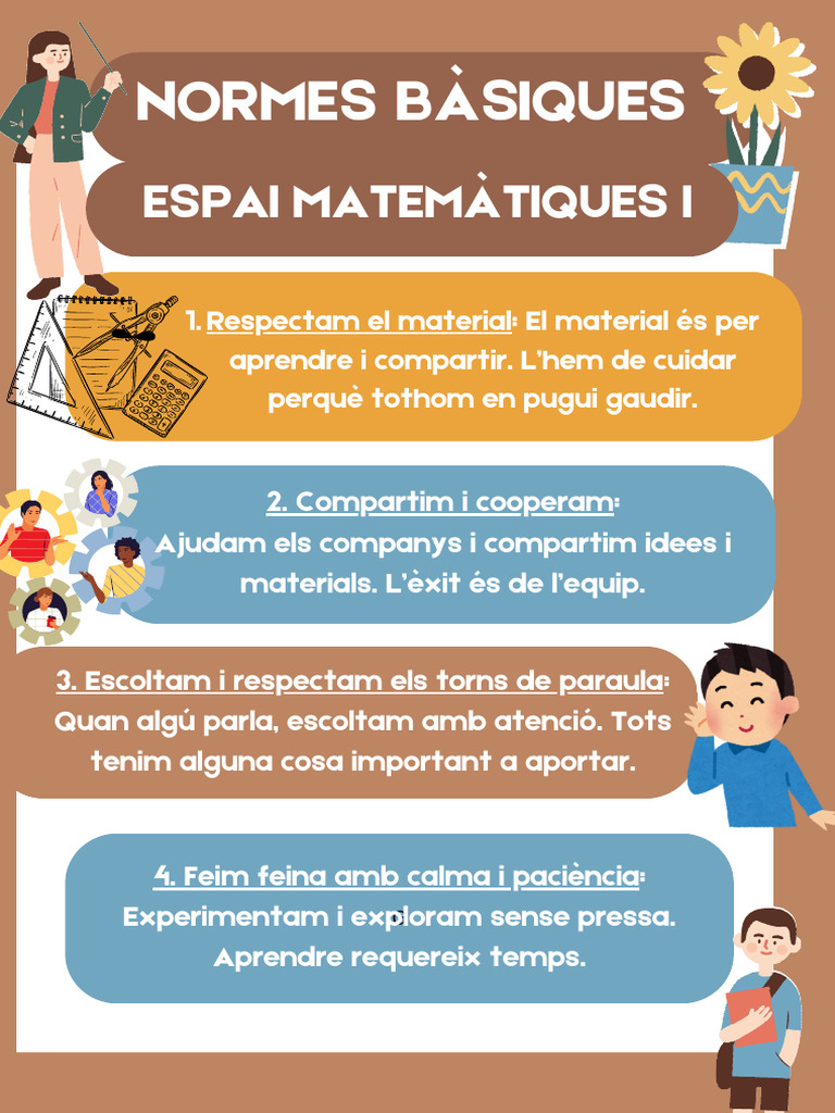 Classroom Rules Poster in Orange and Yellow Abstract Style | PDF