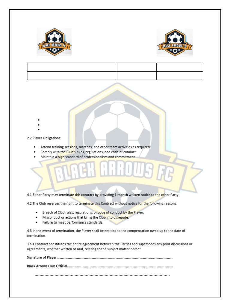 Black Arrows Contract Form | PDF