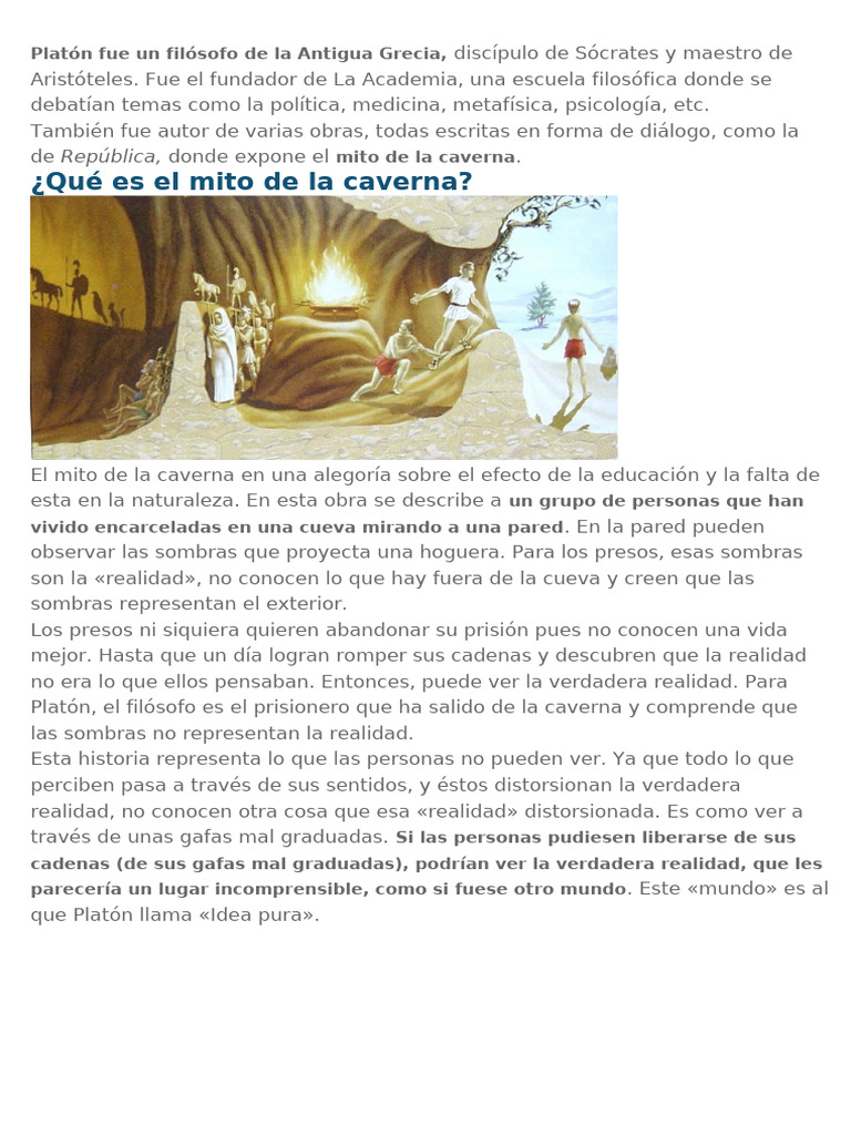 El Mito de La Caverna | PDF | Platón