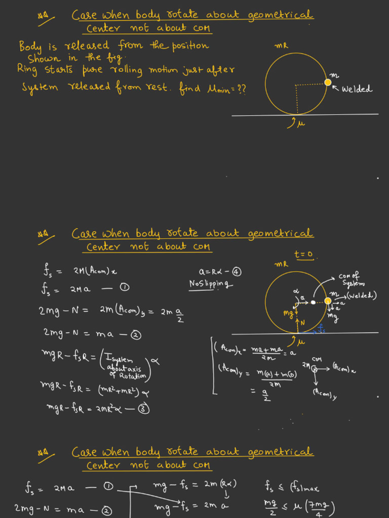 Rotational Motion _ L-22 (Class Notes) _ Rolling On An Inclined Plane | PDF