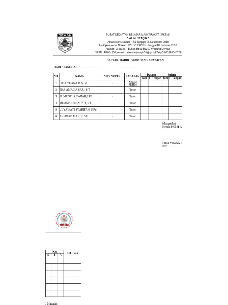 Absen Guru & Tu Terbaru 2024 (1) | PDF