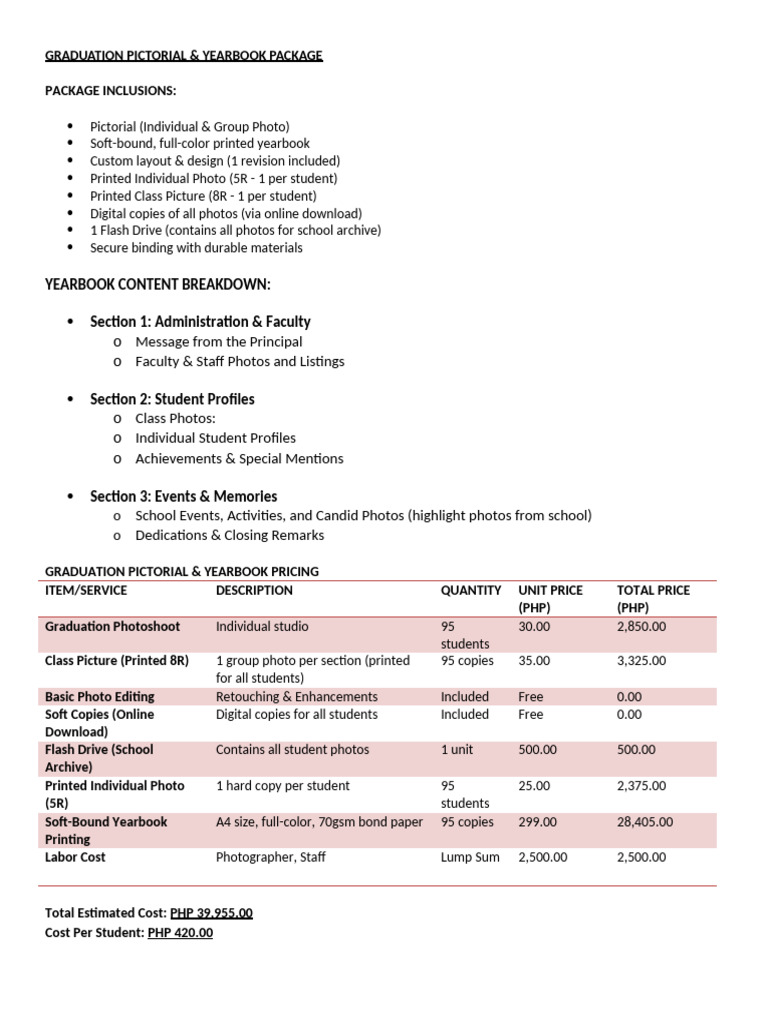 Graduation Photo & Yearbook Package | PDF