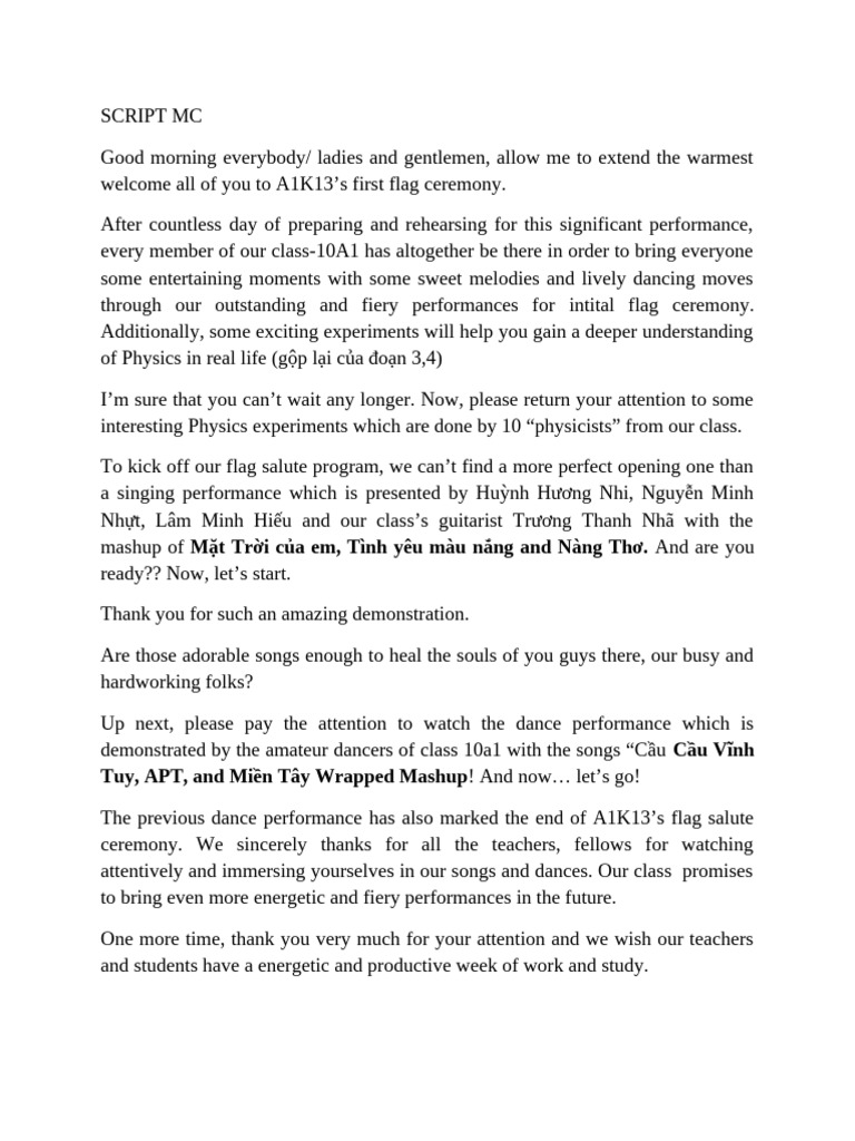 Script Mc Trực Cờ | PDF