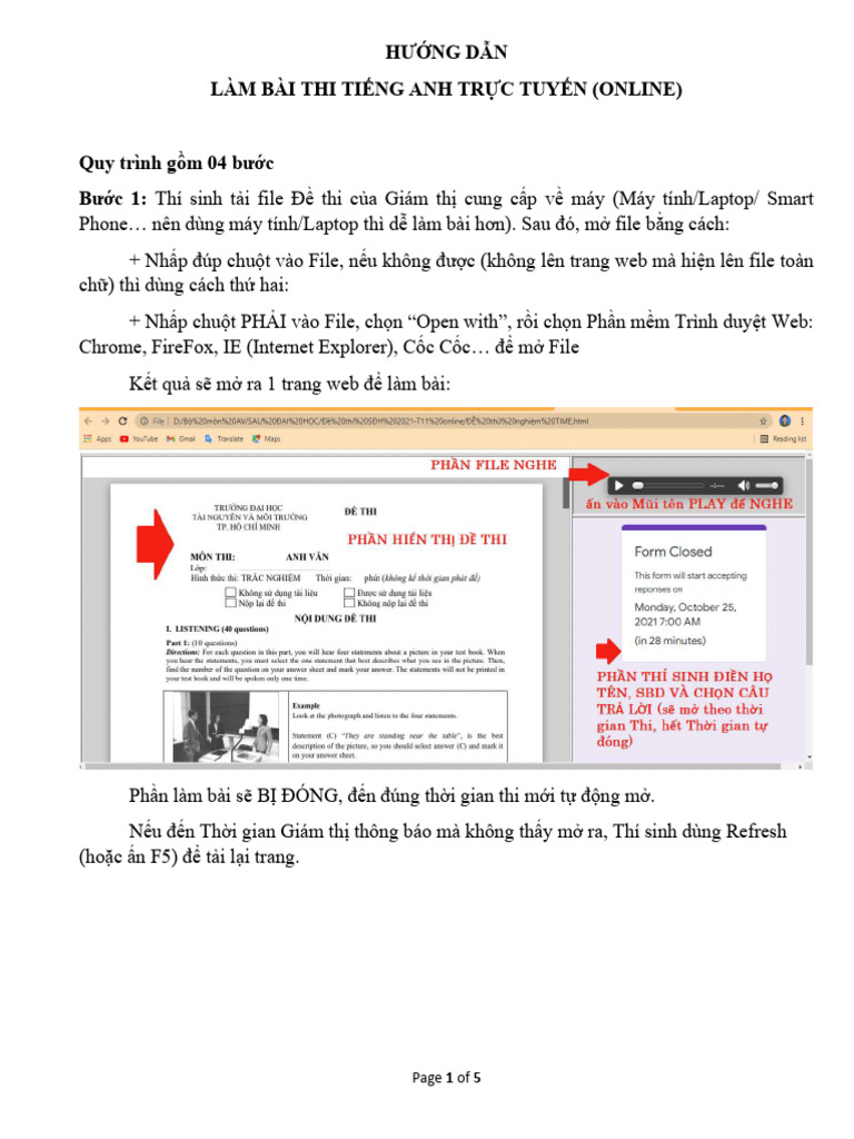 Huong Dan Lam Bai Thi Tieng Anh Online | PDF
