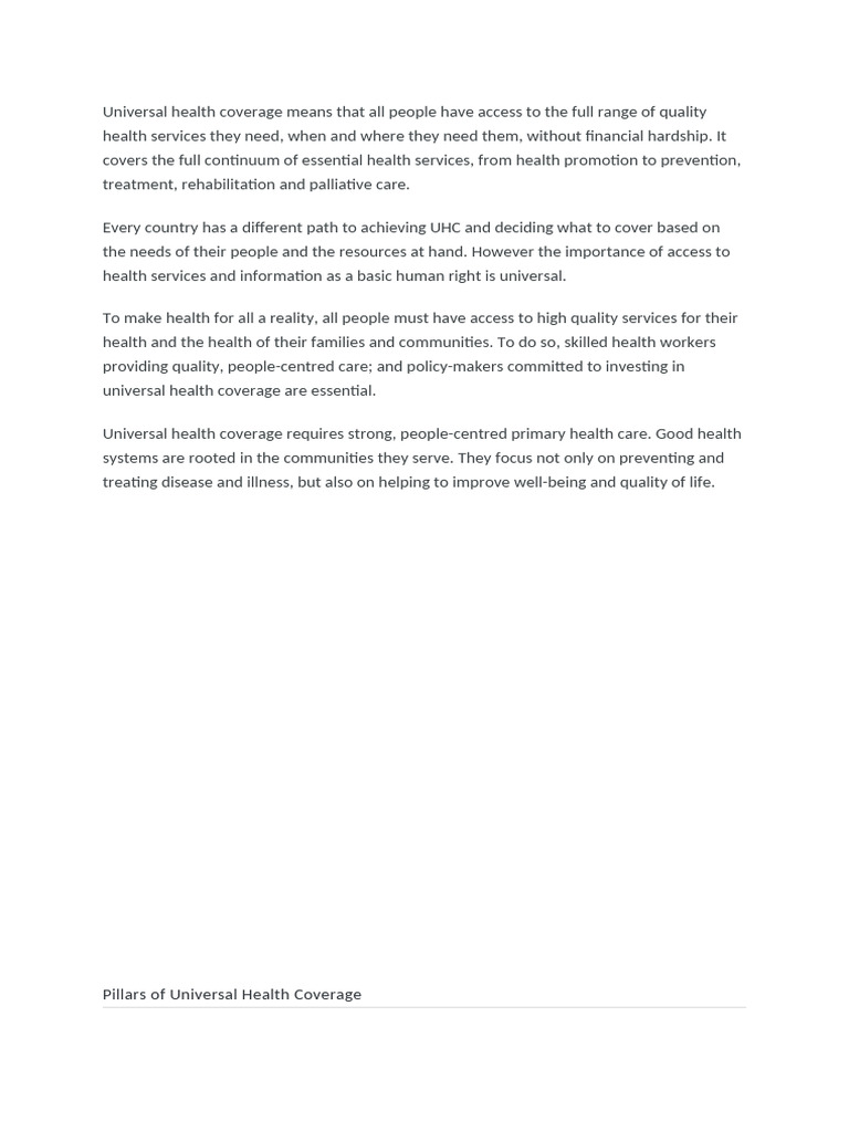 Understanding Universal Health Coverage | PDF | Universal Health Care ...