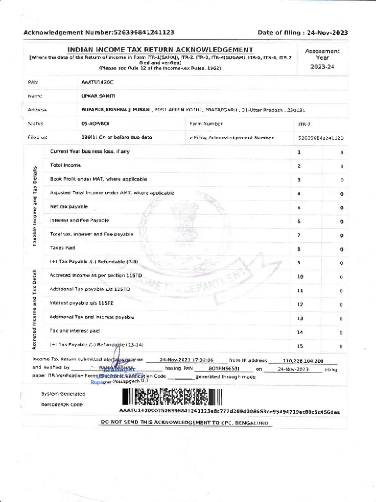 ITR AY-2023-24 | PDF