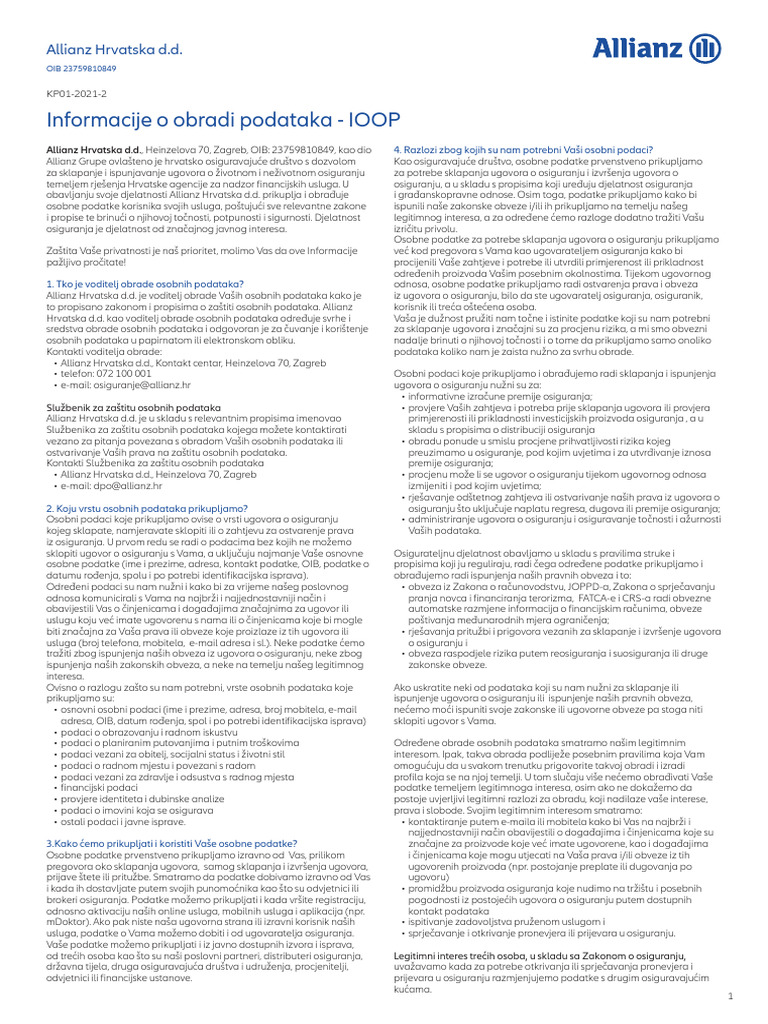 Uvjeti Osiguranja KP01-2021-2 | PDF