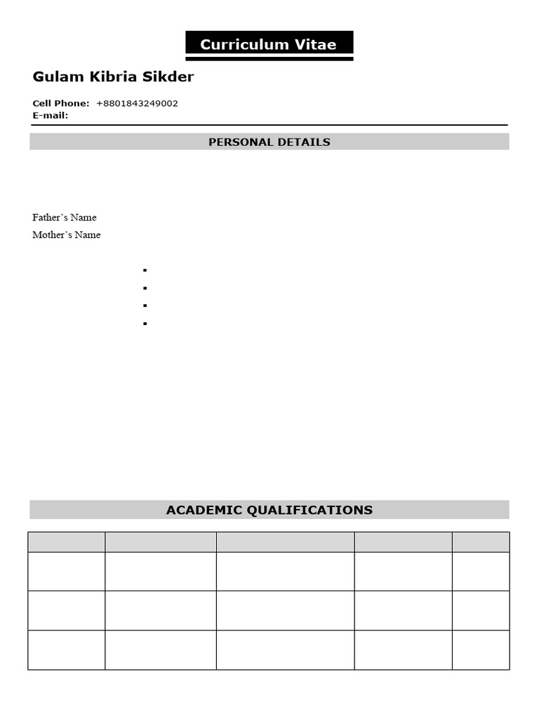Lecturer CV - Gulam Kibria Sikder | PDF