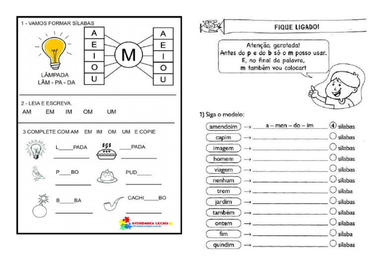 Atividade Silaba Am em Im Om Um | PDF