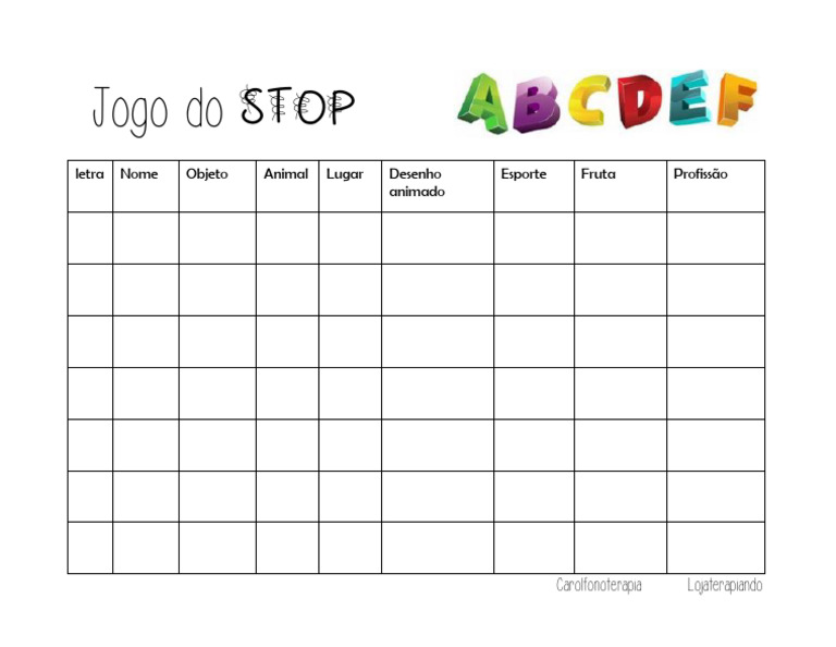 Jogo Do Stop Dos Sons | PDF