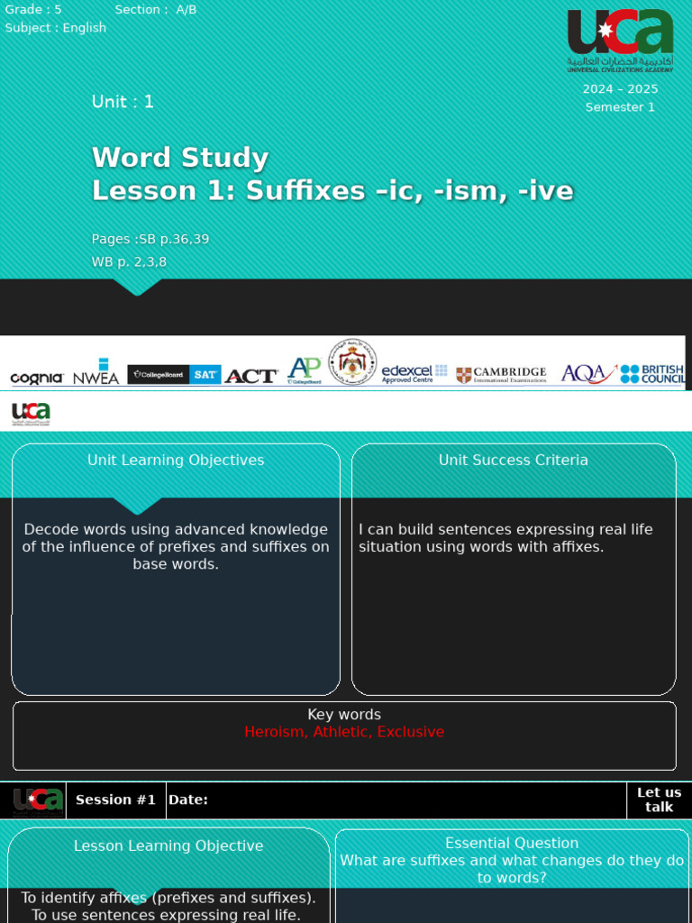 Word Study 1st Lesson Plan | PDF