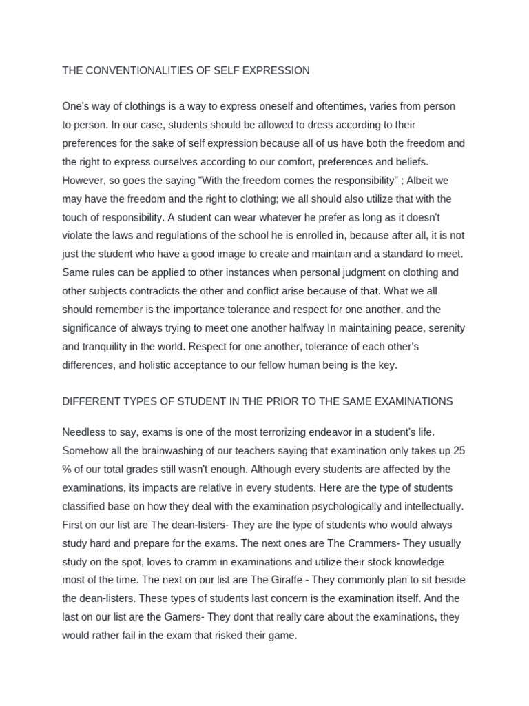 The Conventionalities of Self Expression | PDF