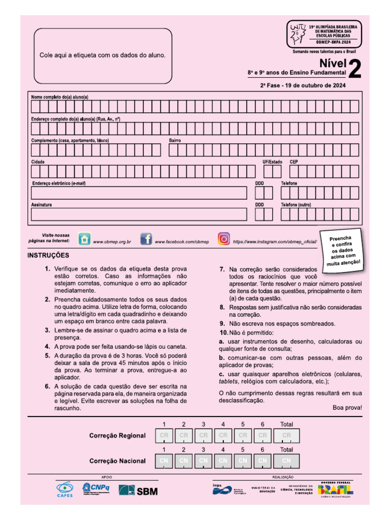19a Obmep 2024 Nível 2 | PDF