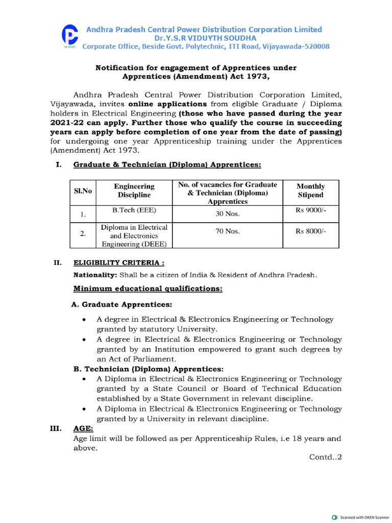 ANDHRA PRADESH CENTRAL POWER DISTRIBUTION CORPORATION LIMITED (APCPDCL ...