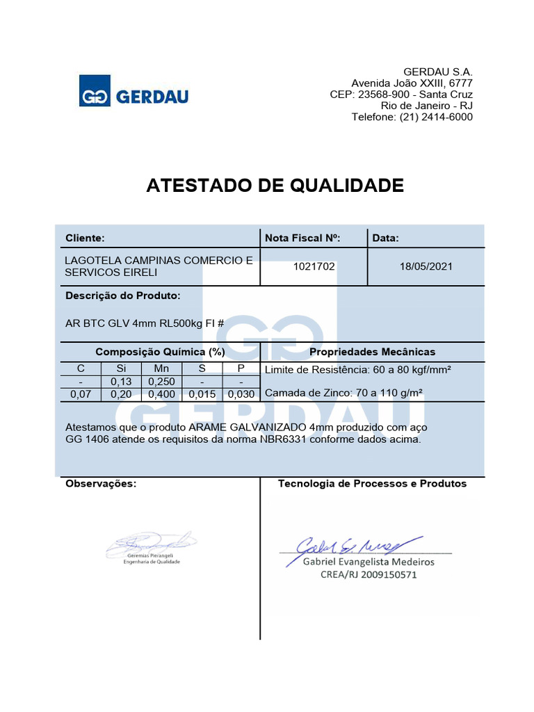 18-05-2021 - AR GALV 4mm LR E CZn NF 1021702 | PDF