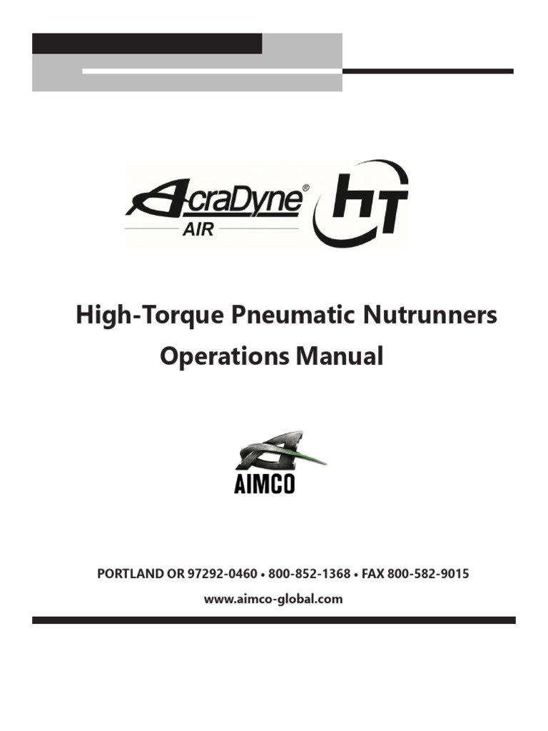 AcraDyne HT Pneumatic Nutrunner Manual | PDF | Personal Protective ...