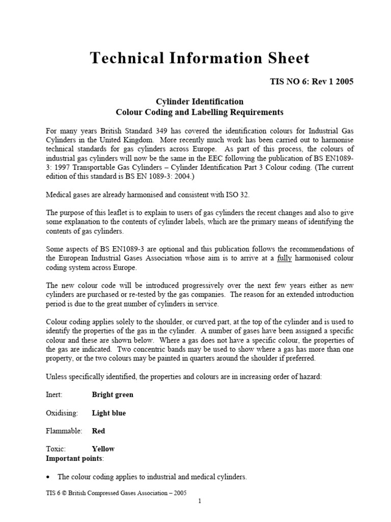 Gas Cylinder Color Code | PDF | Argon | Nitrous Oxide