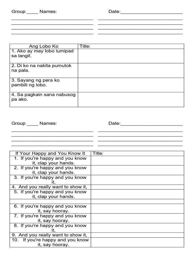 Group Activity About Music Form | PDF | Speed | Truck