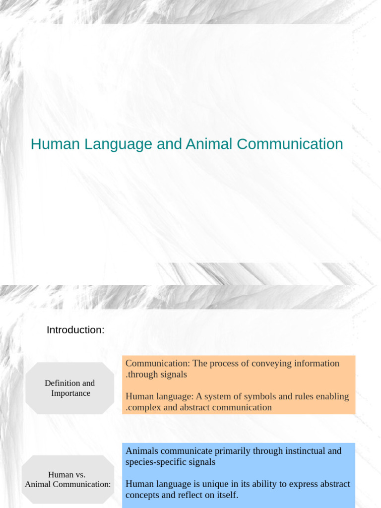 Human vs. Animal Communication Explained | PDF | Communication ...