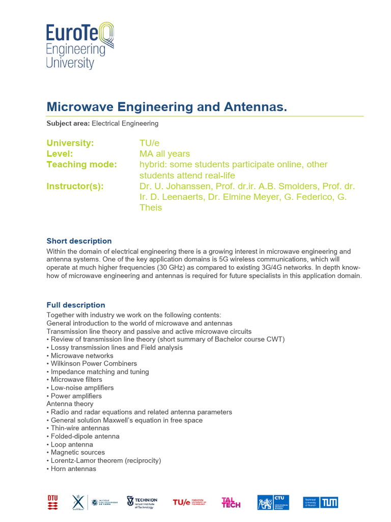 Microwave Engineering and Antennas | PDF | Antenna (Radio) | Microwave