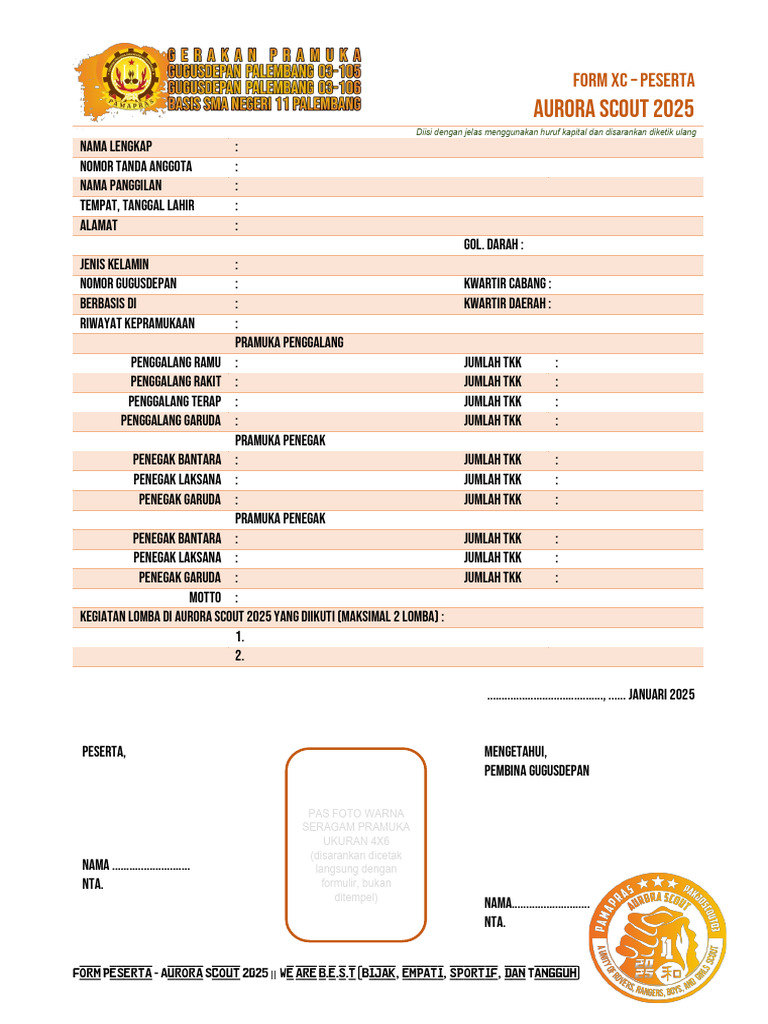 Form XC Peserta - Aurora 2025 | PDF