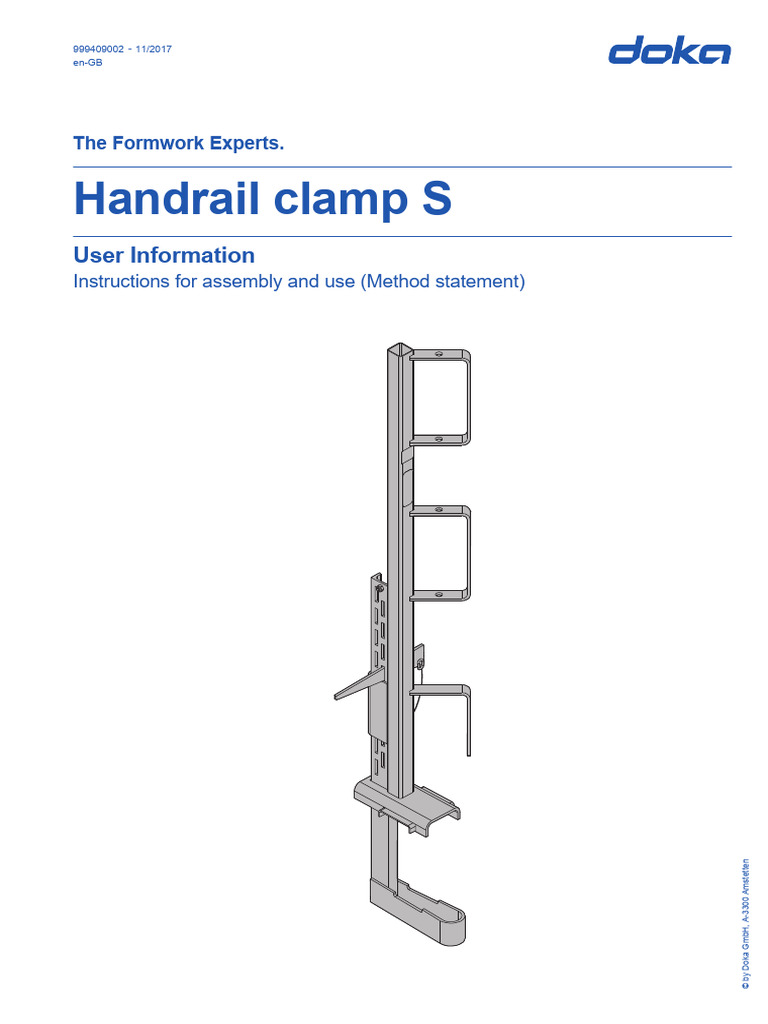 Doka Handrail Clamp S User Guide | PDF | Safety | Scaffolding