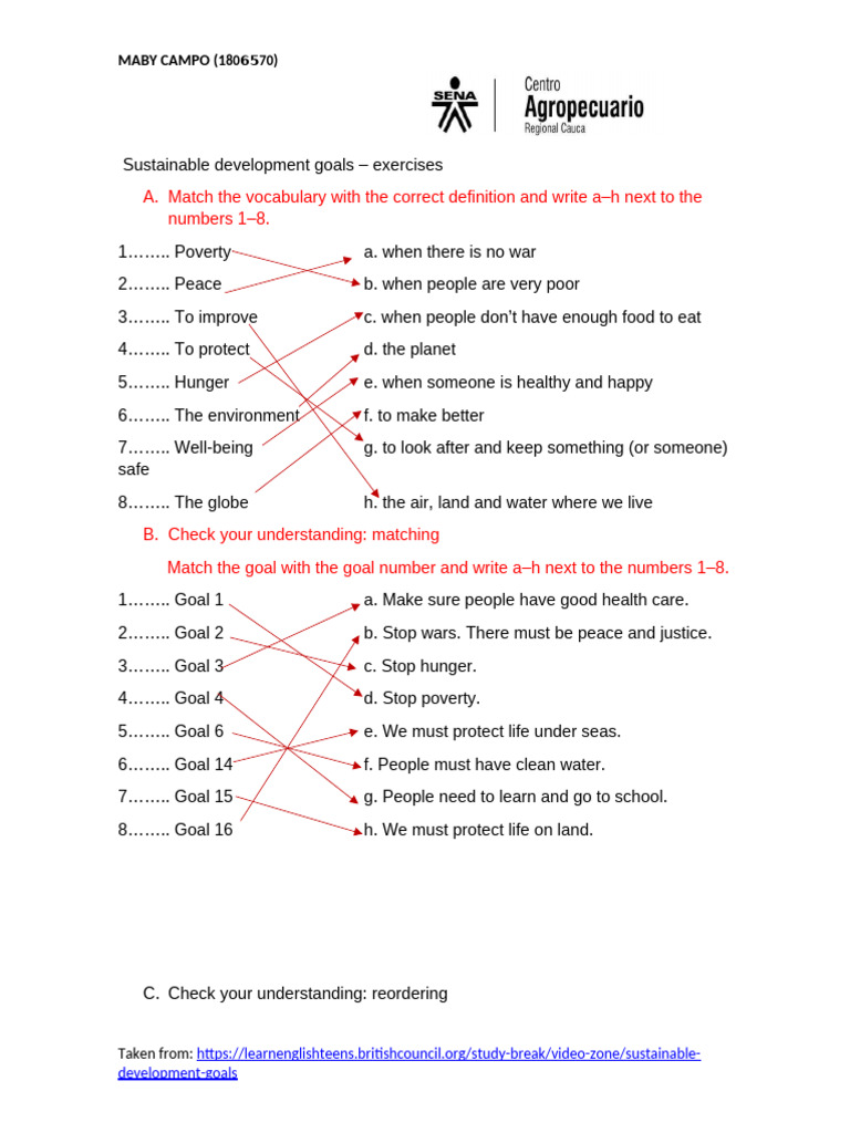 Sustainable Development Goals Exercises | PDF