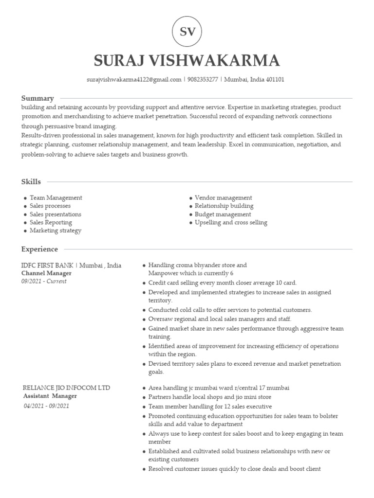 suraj vishwakarma new resume | PDF | Sales | Marketing