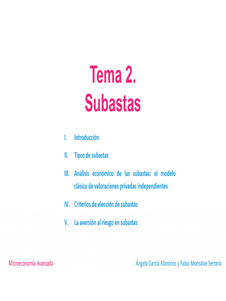 Tema 2.1 Subastas | PDF | Subasta | Oferta (economía)