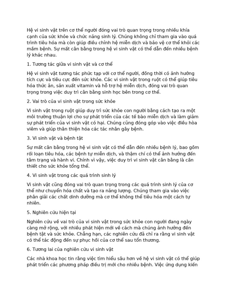 Vai trò Hệ VSV | PDF