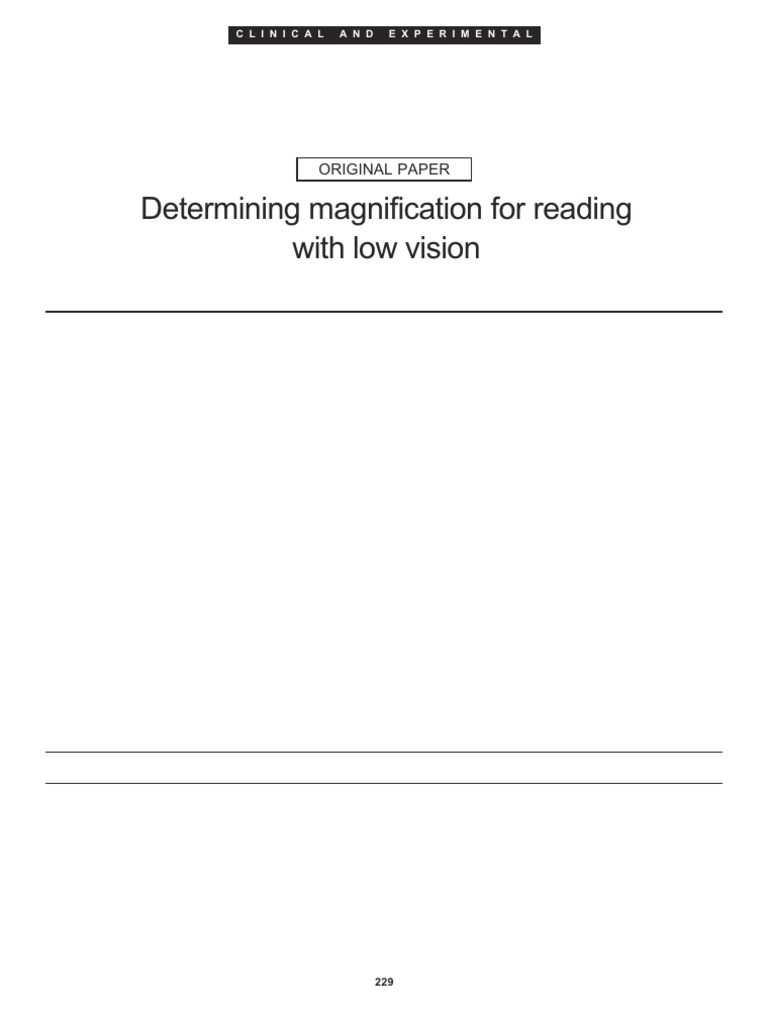 Magnification For Reading in Low Vision | PDF | Visual Acuity | Visual Impairment