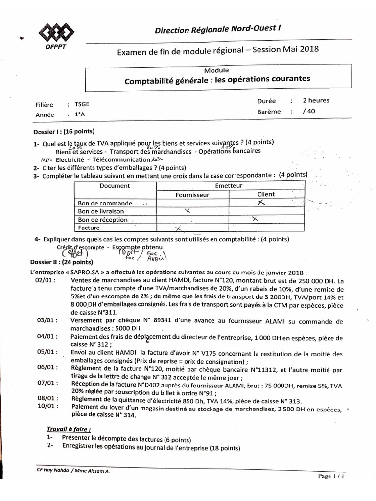 Efm Reginal Operations Courantes 2018 | PDF