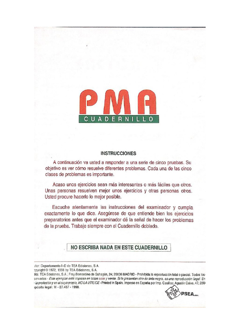 Cuadernillo Pma | PDF