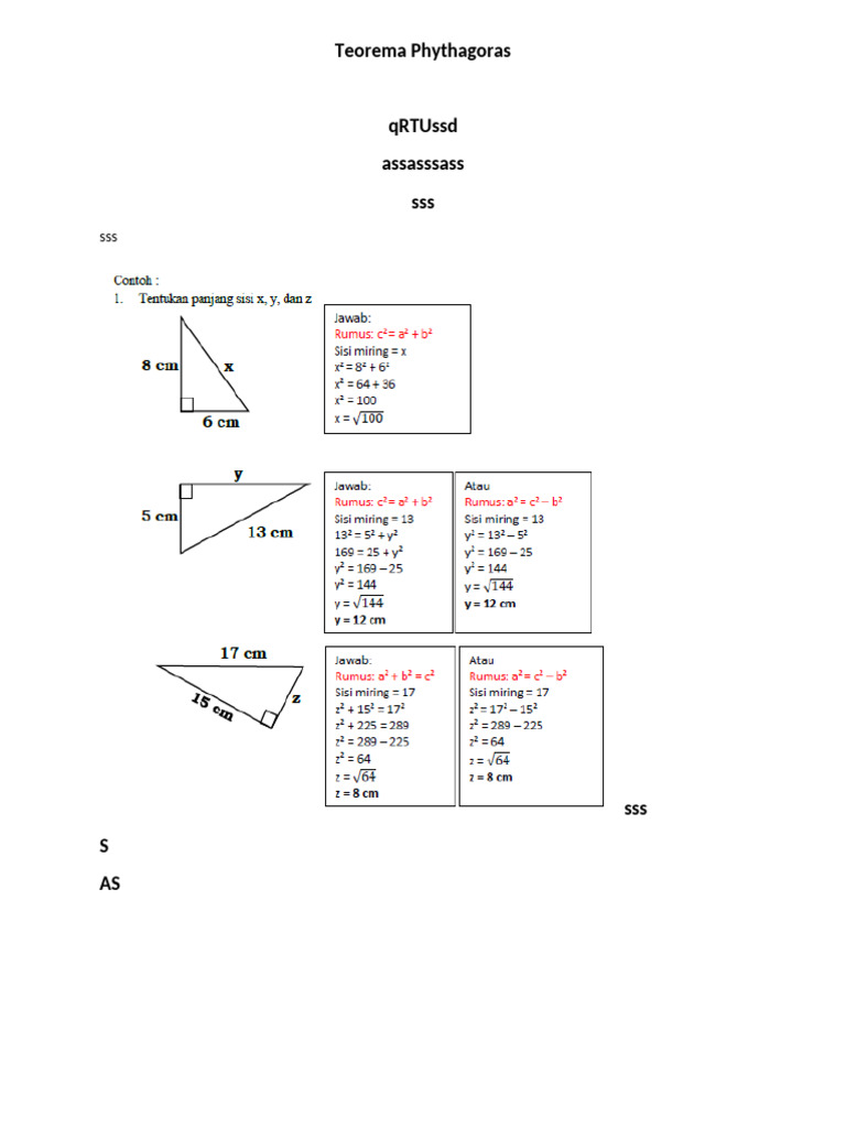 Teorema Phythagoras Kelas 7 | PDF