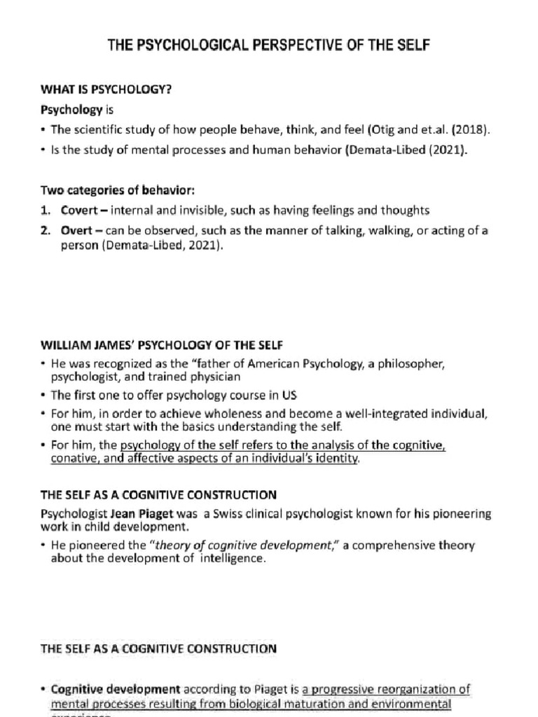 Psychological Perspective of Self | PDF