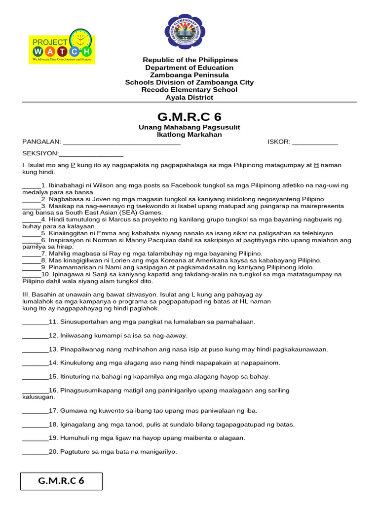 Esp-Gmrc 6 - ST1 - Q3 | PDF