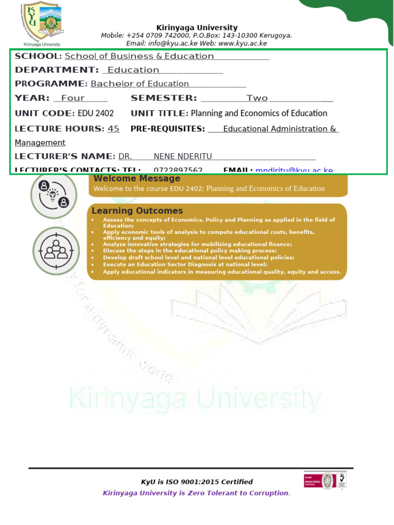 Education Economics Course Guide | PDF | Economics | Human Capital