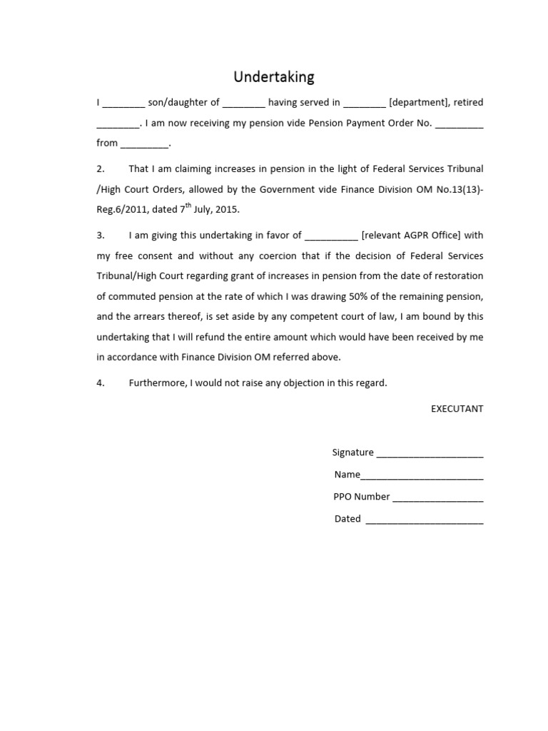 Undertaking Form | PDF