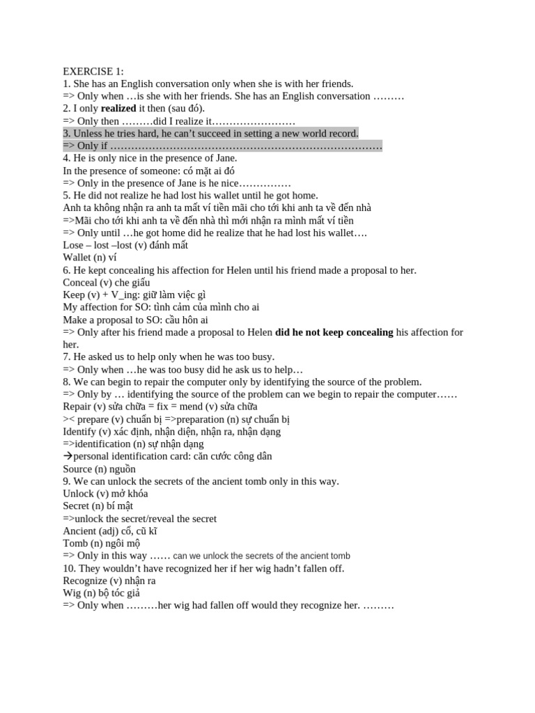 Hsg Buổi 3 - Bt Đảo Ngữ | PDF